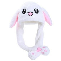 Eutuxia Soft Bunny Ears Hat, Moving Rabbit Plush Toy Cap, Fluffy ...