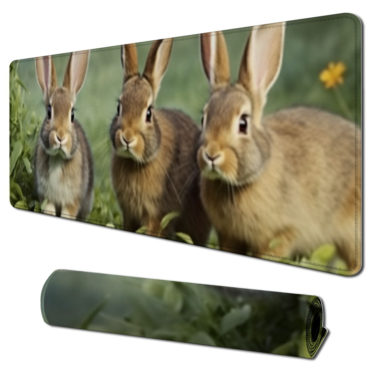 Funny Rabbits Prints Large Office Gaming Mouse pad Strong Adhesion and ...