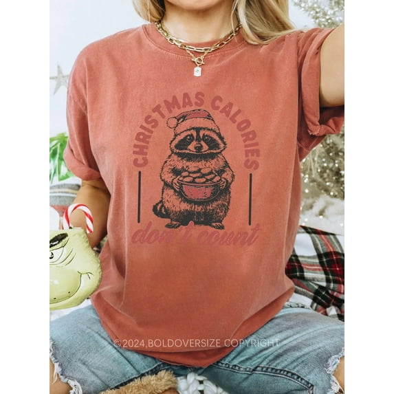 Funny Raccoon Christmas Calories Don'T Count Tee - Walmart.com