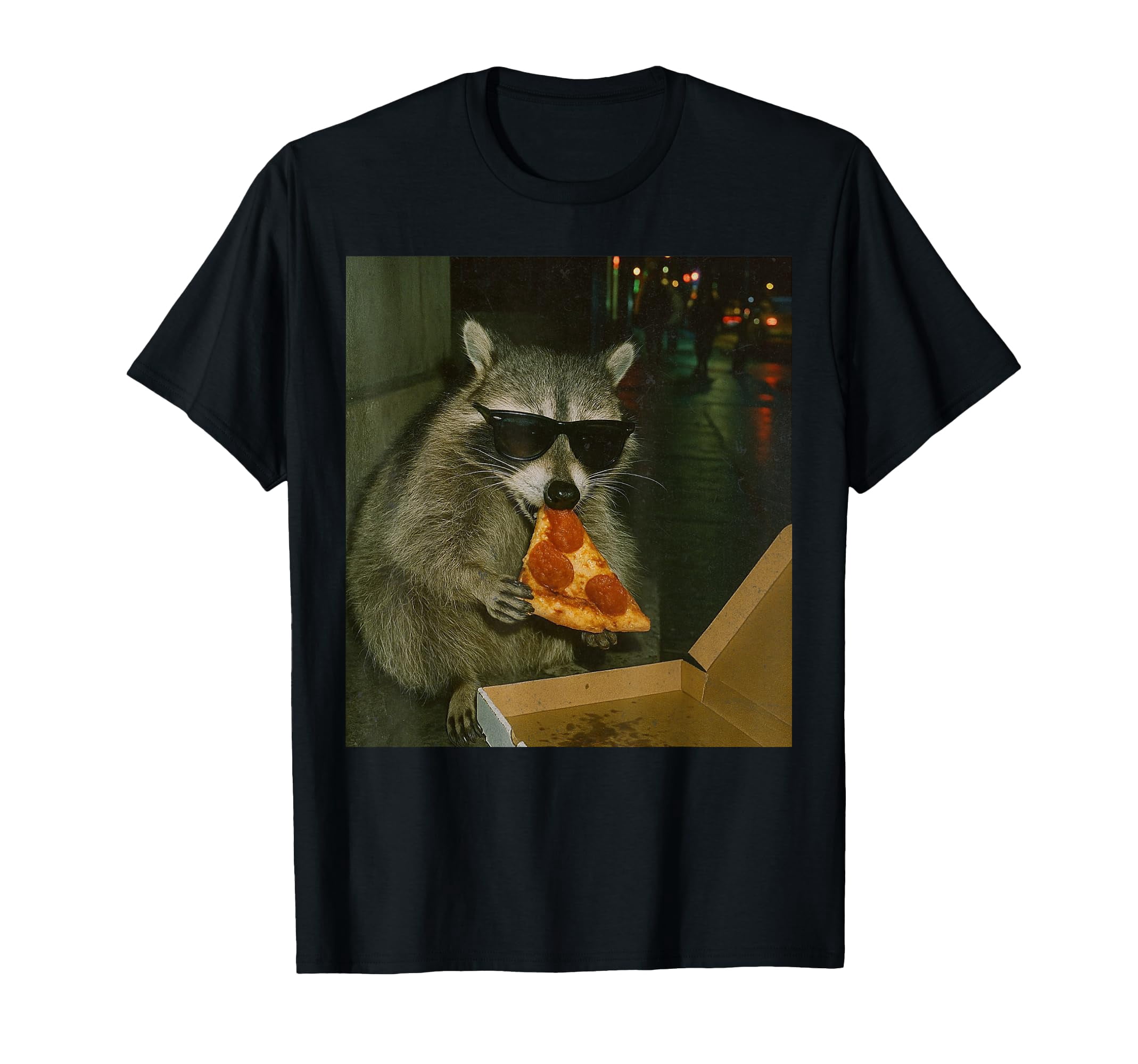 Funny Raccoon Eating Pizza T-Shirt for Animal Lovers and Meme ...