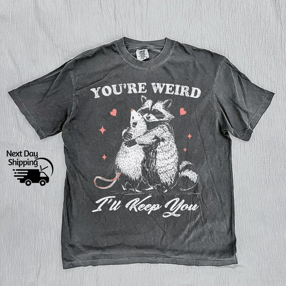 Funny Raccoon Hugs Possum 90s Graphic Shirt, Raccoon Youre Weird T ...