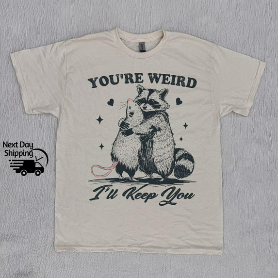 Funny Raccoon Hugs Possum 90s Graphic Shirt, Raccoon Youre Weird T ...