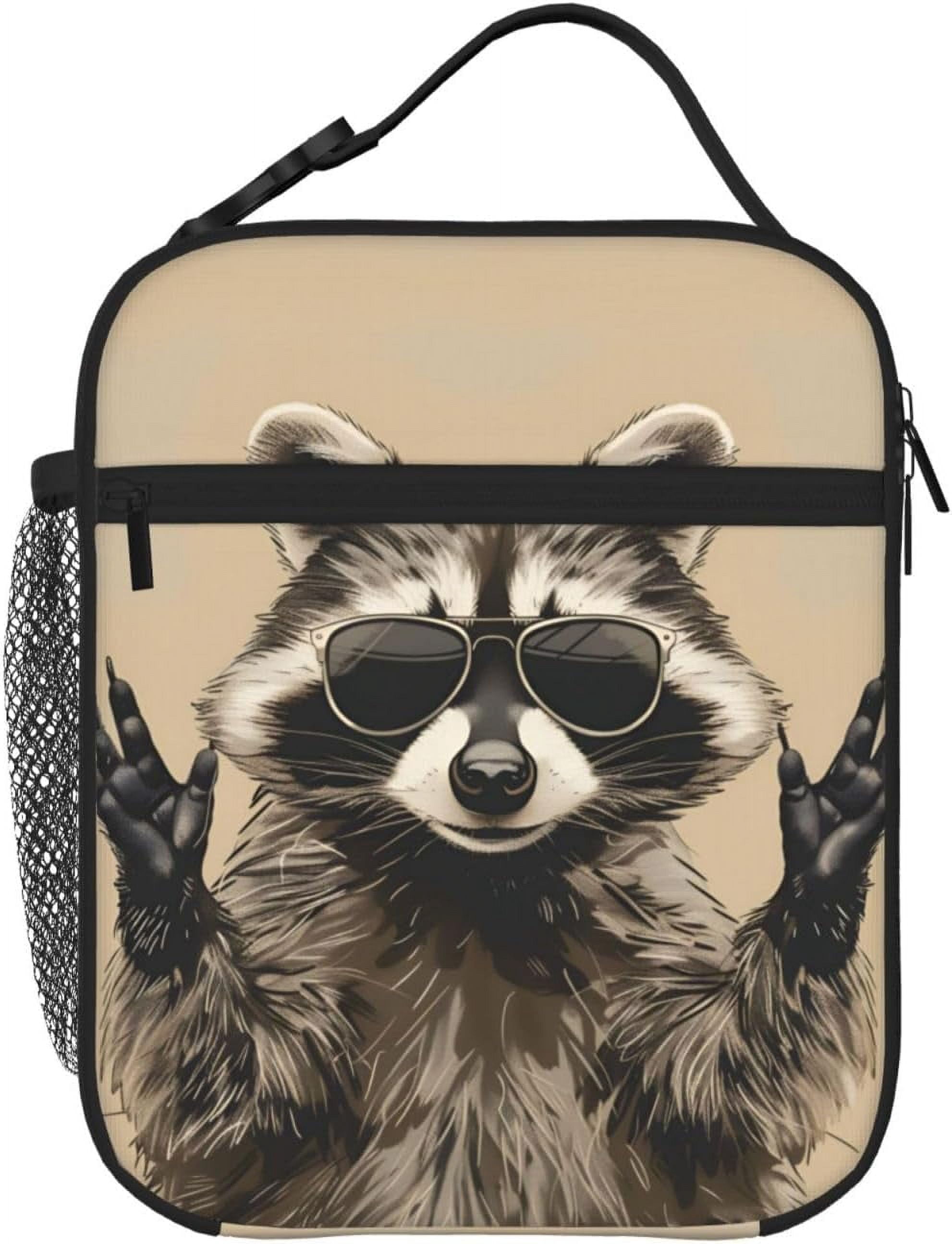 Funny Raccoon Lunch Box Insulated for Women Men Detachable Handle ...
