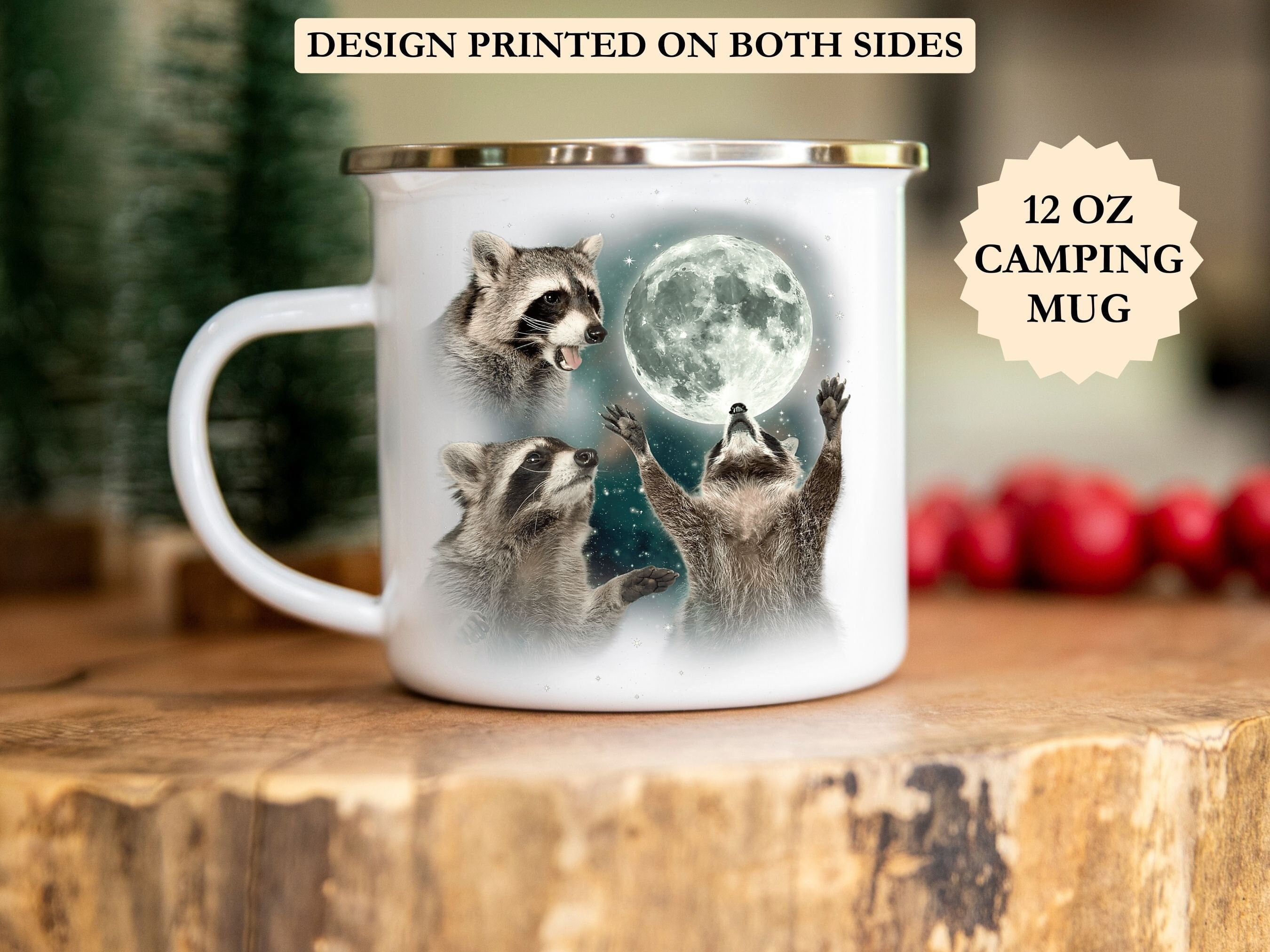 Funny Raccoon Mug Raccoons Howling at the Moon, Trash Panda Camping ...