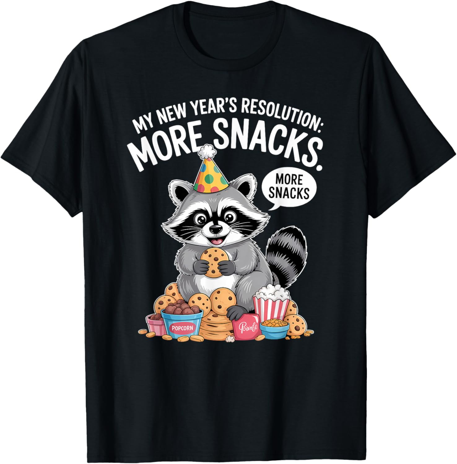 Funny Raccoon New Year Resolution More Snacks T-Shirt - Walmart.com