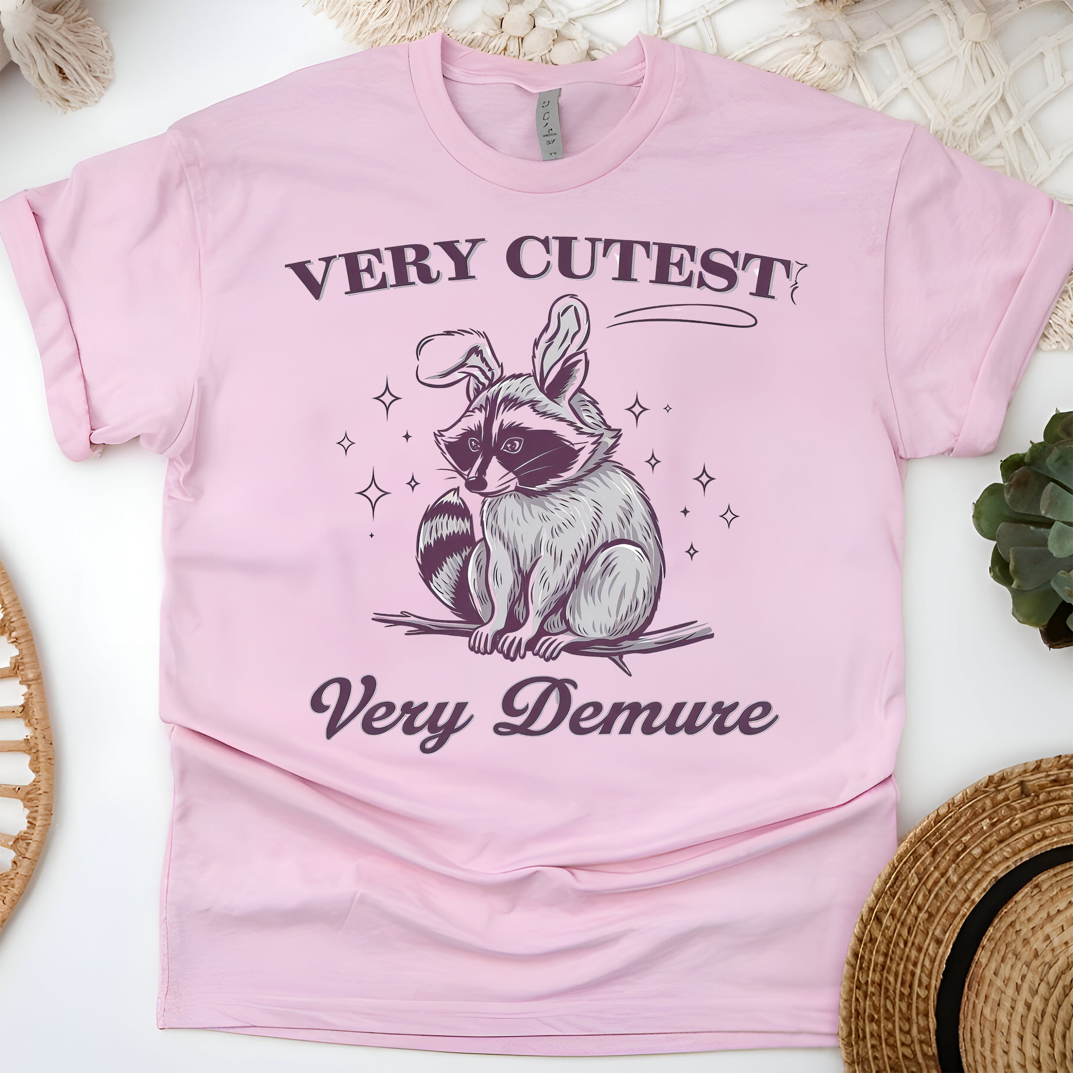 Funny Raccoon T-Shirt, Very Cutest Very Demure Animal Graphic Tee ...