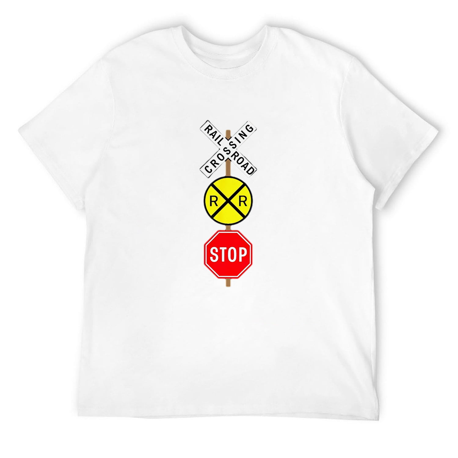 Funny Railroad Crossing Sign Gift For Men Cool Train Lover T-Shirt ...