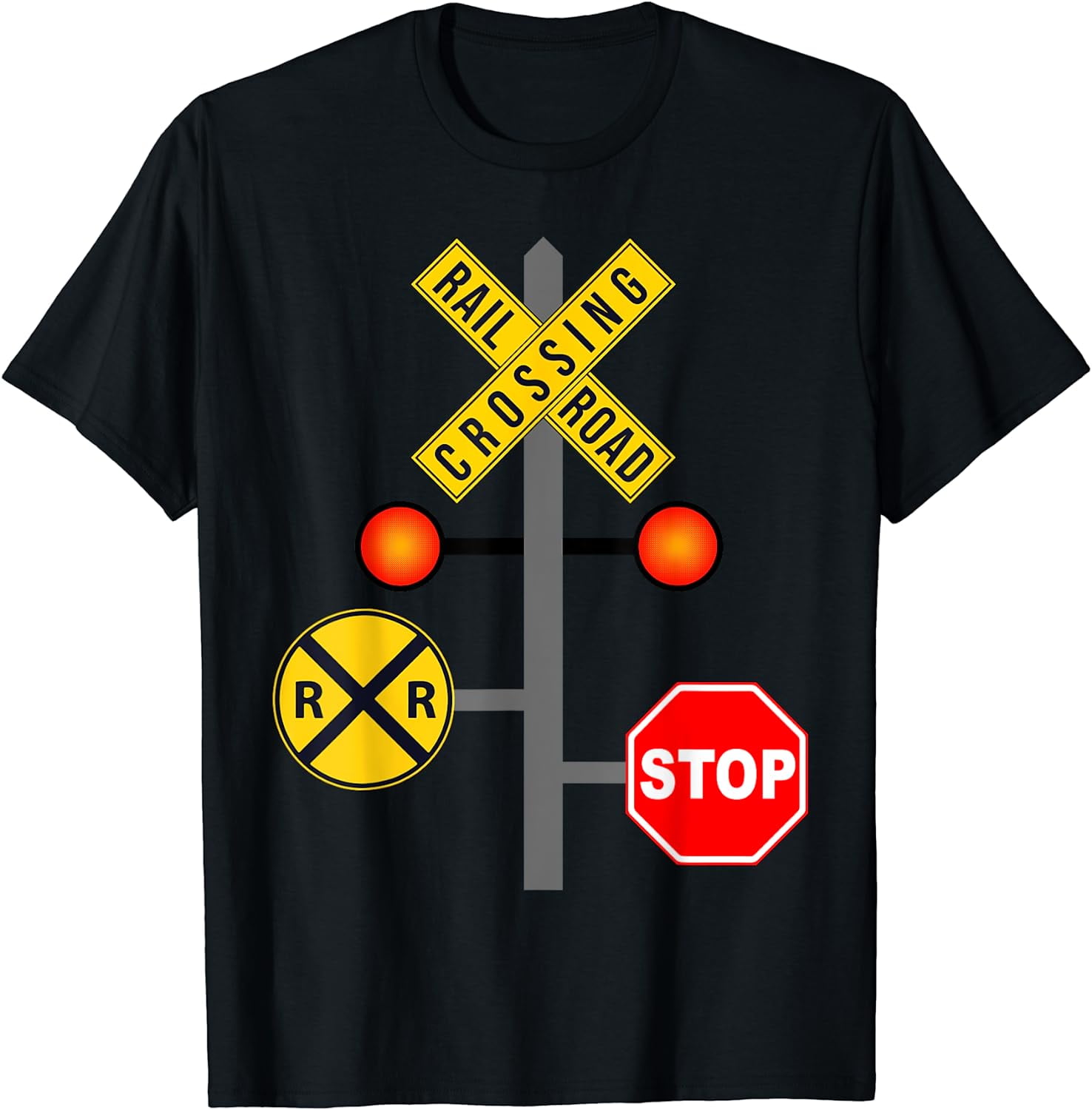 Funny Railroad Crossing Sign Gift For Men Cool Train Lover T-Shirt ...