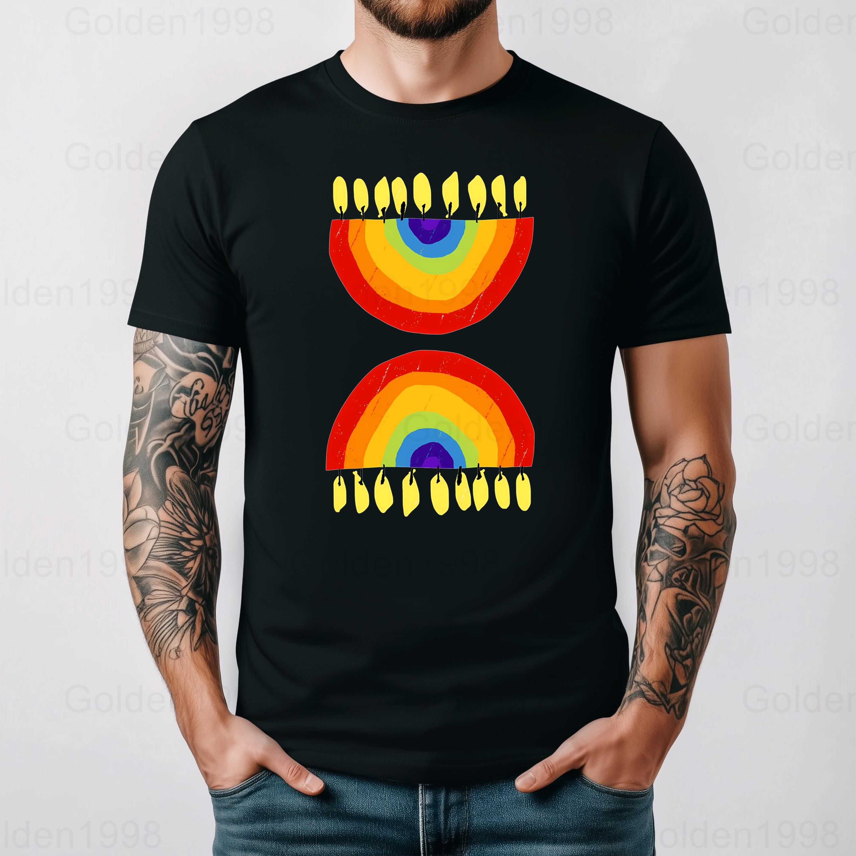 Funny Rainbow Chanukiah Print Hanukkah Jewish Holiday Artwork Graphic ...