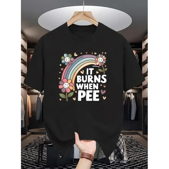 Funny Rainbow Flower Burning Pee Humor Unisex Casual Graphic Short ...