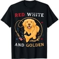 Funny Red White and Golden Retriever Fishing Patriotic Dogs T-Shirt ...