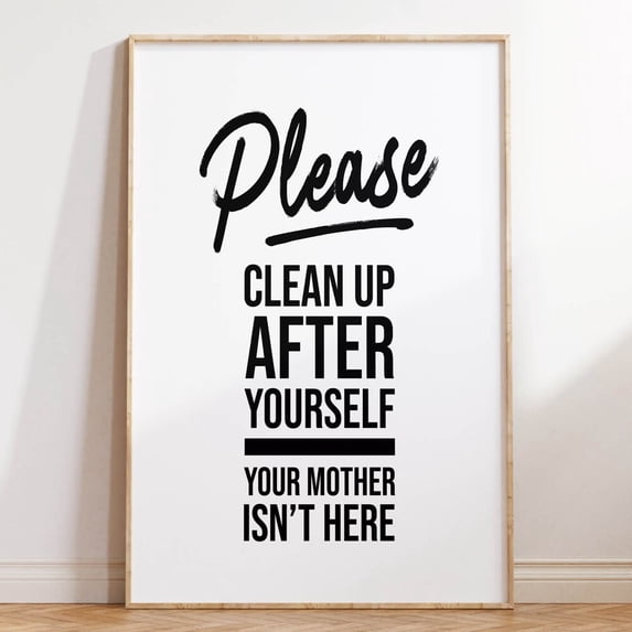 Funny Restroom Rules Art Print Black & White Bathroom Poster Home Decor ...