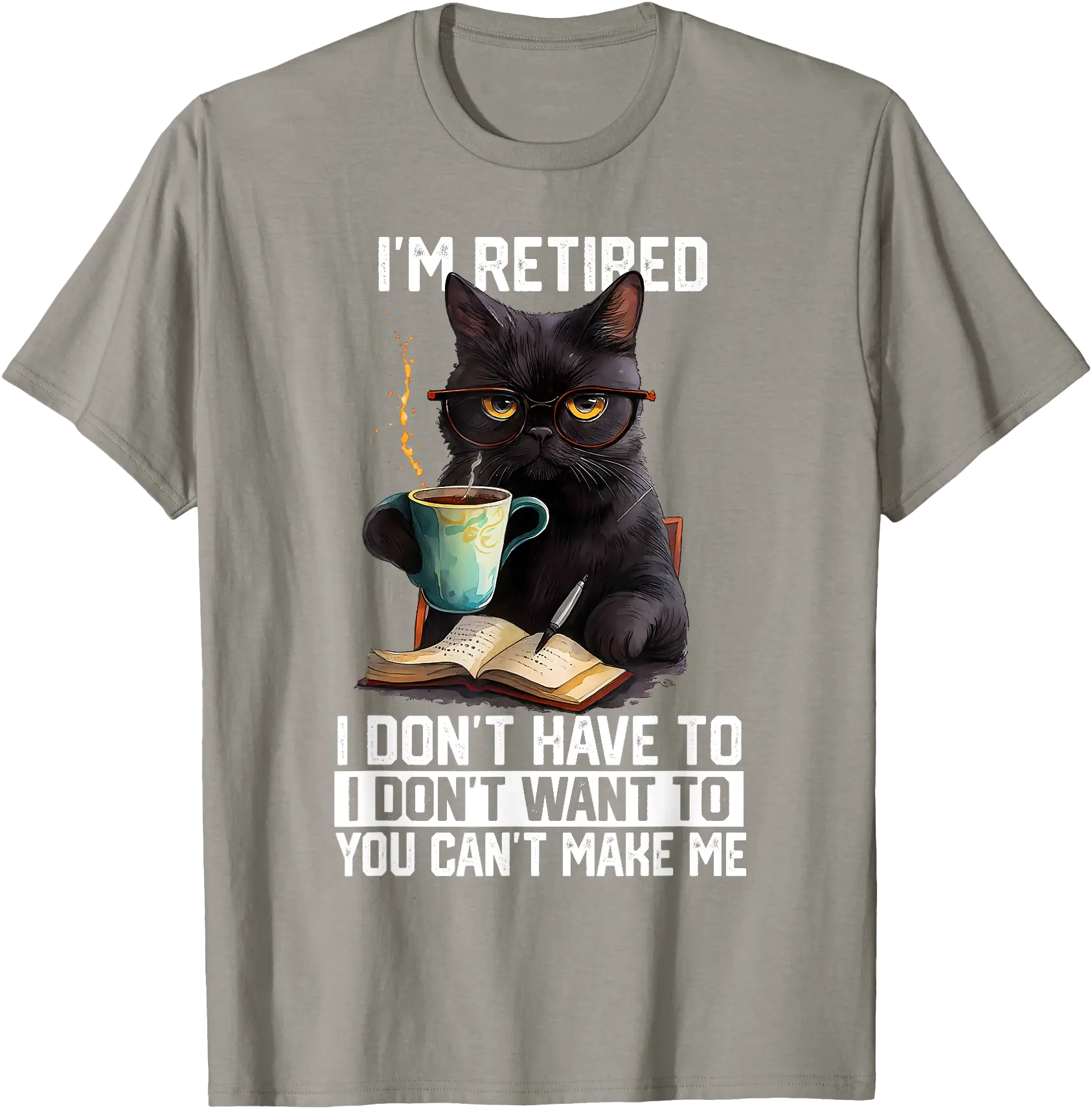 Funny Retired Cat Desk T-Shirt - Relaxed Retirement Humor - Walmart.com