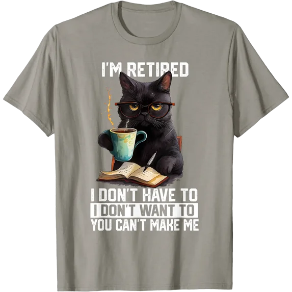 Funny Retired Cat Desk T-Shirt - Relaxed Retirement Humor - Walmart.com