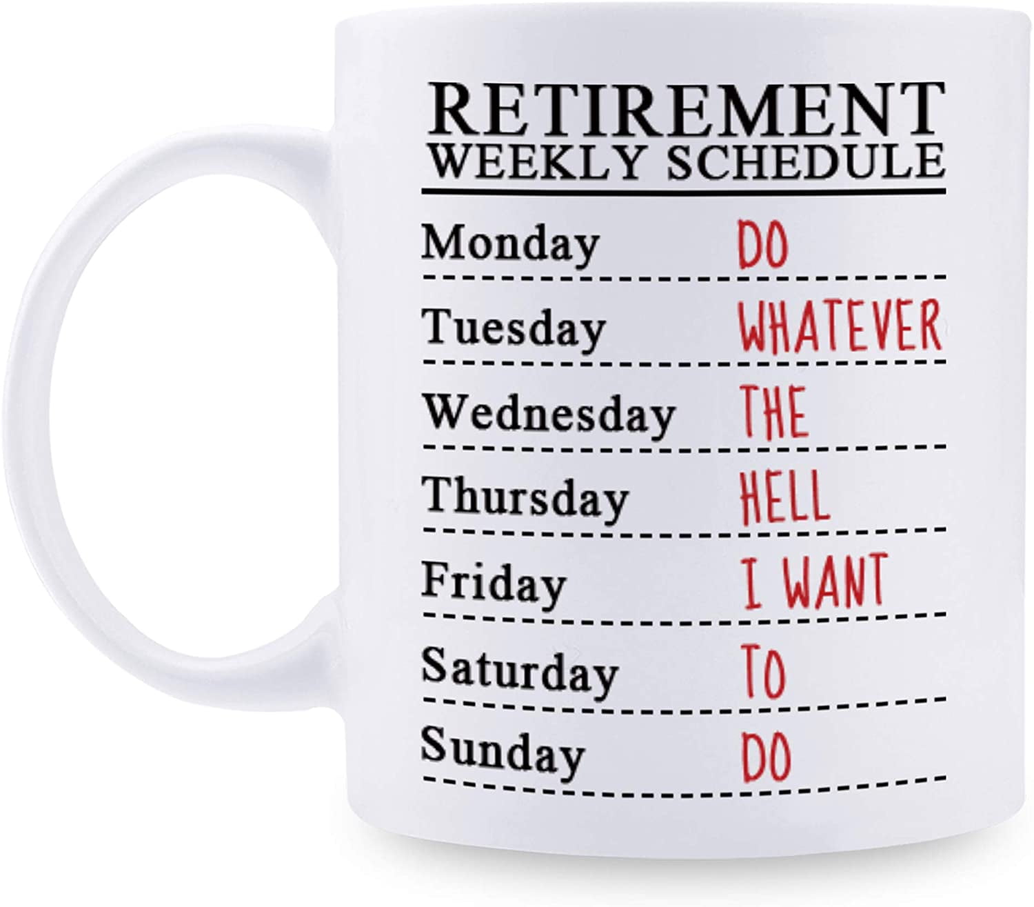 Funny Retirement Gifts for Women Men - Retired Weekly Schedule Calendar ...