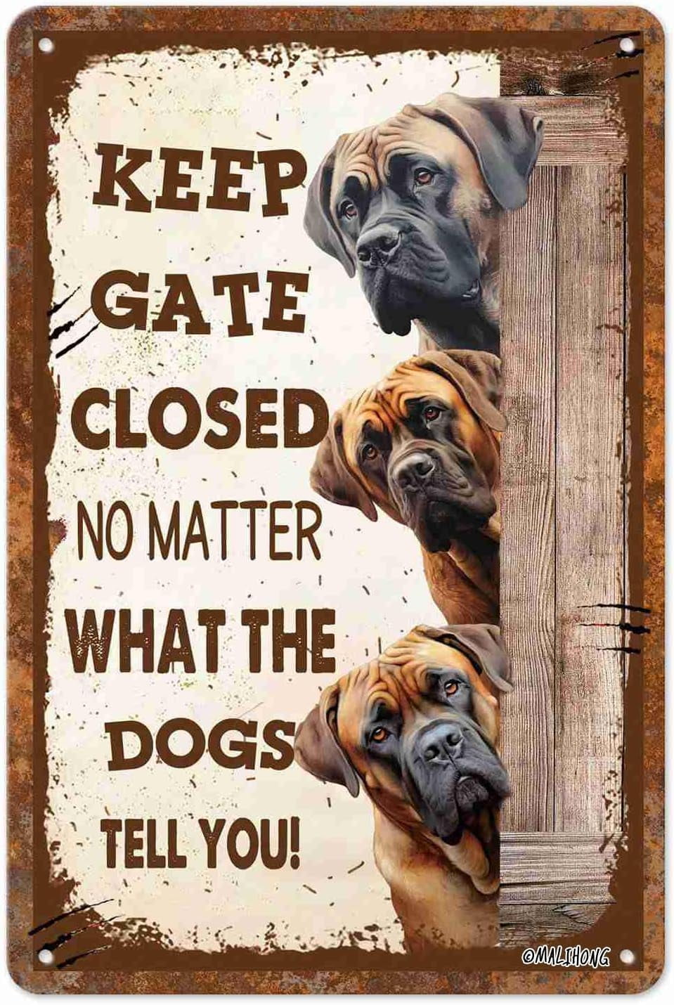 Funny Retro 3 Dogs Metel Sign Keep Gate Closed No Matter What The ...