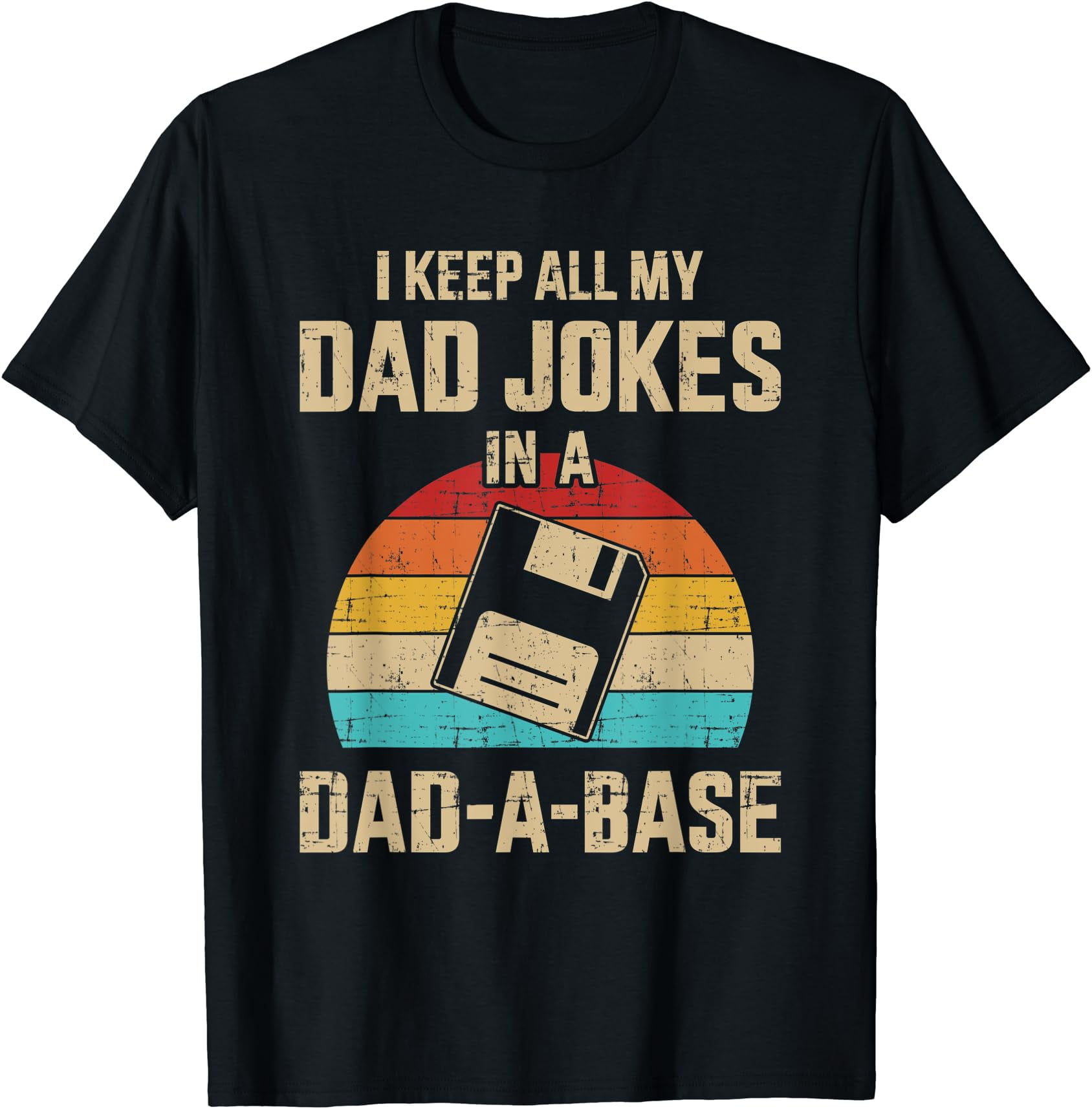 Funny Retro Dad Jokes Database Floppy Disk T-Shirt for Father's Day ...