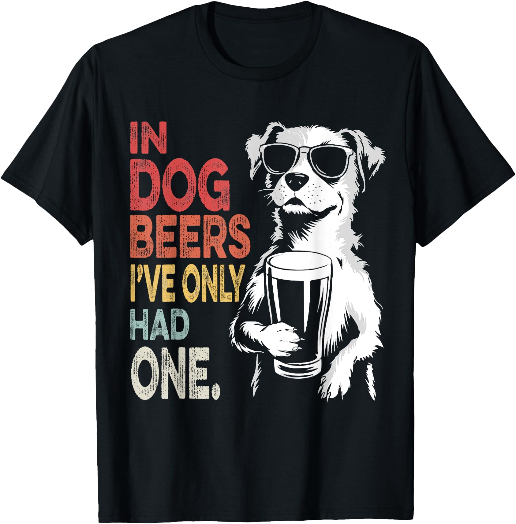 Funny Retro Dog Beer Pun Graphic T-Shirt Bar Pub Humor Gift - Walmart.com