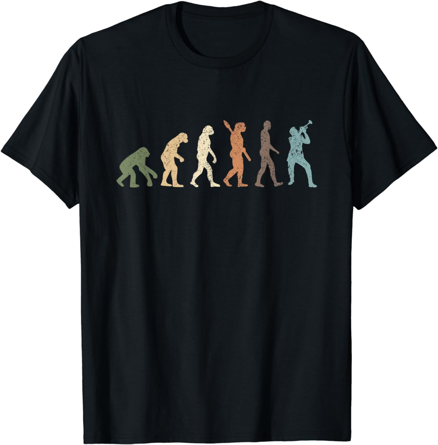 Funny Retro Evolution Of Man Trumpet T-Shirt - Walmart.com
