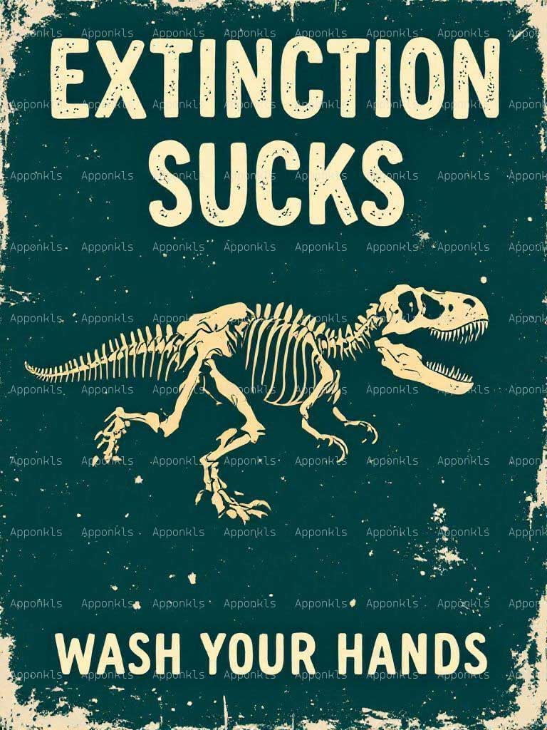 Funny Retro Extinction Sucks WASH Your Hands Metal Tin Sign Suitable ...