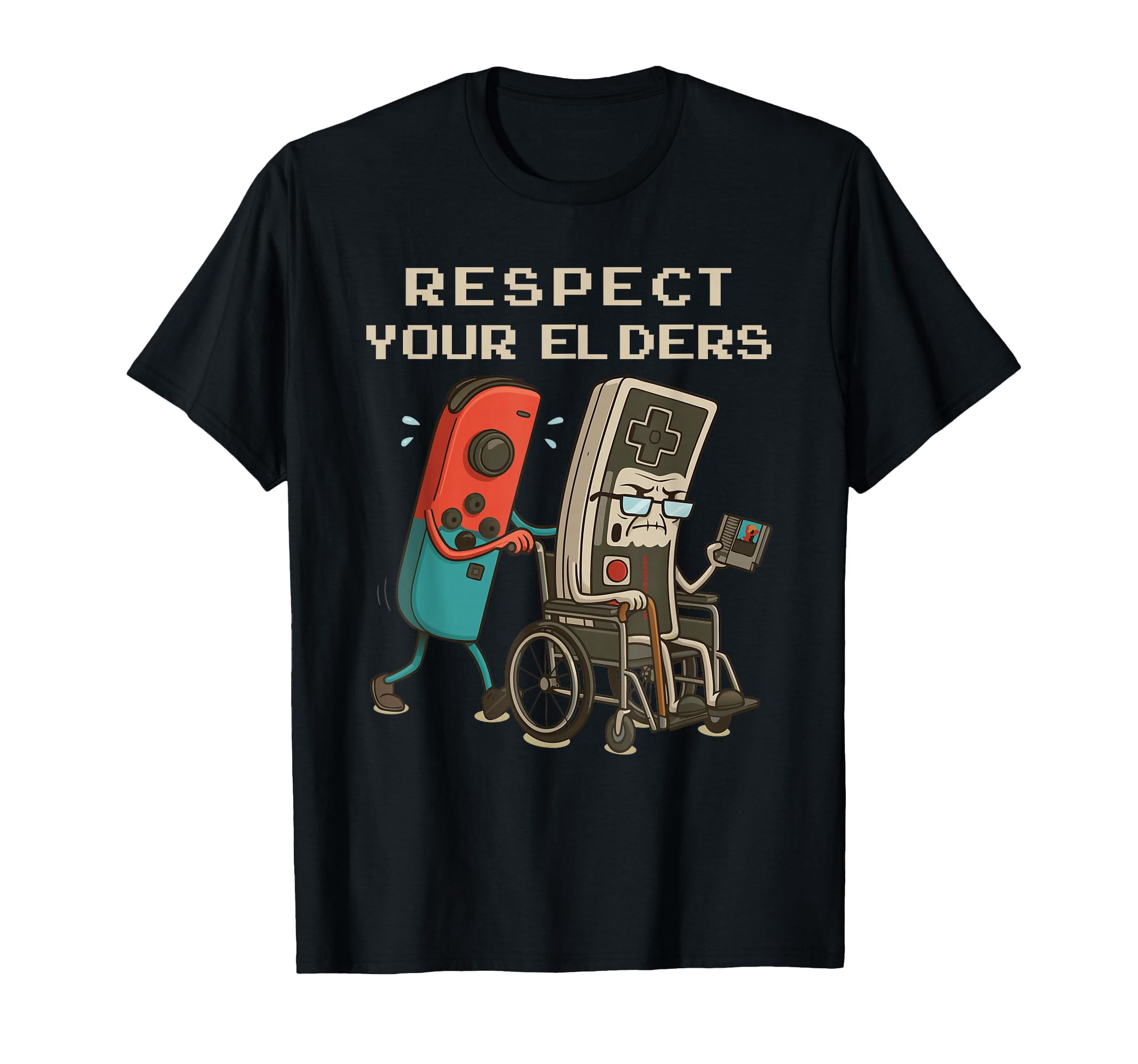 Funny Retro Gaming Controller T-Shirt - Respect Your Elders Humorous ...