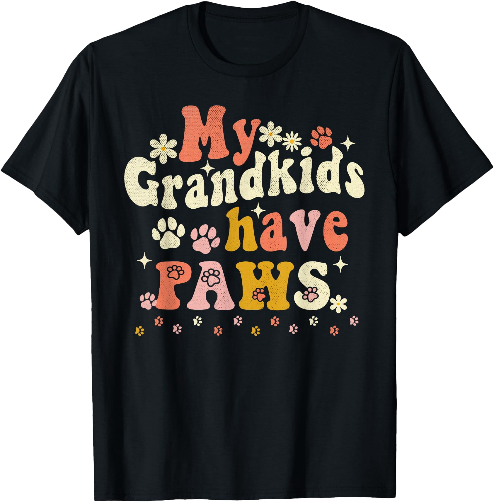 Funny Retro Pet Dog Cat Grandma T-Shirt with Paw Prints - Great Gift ...