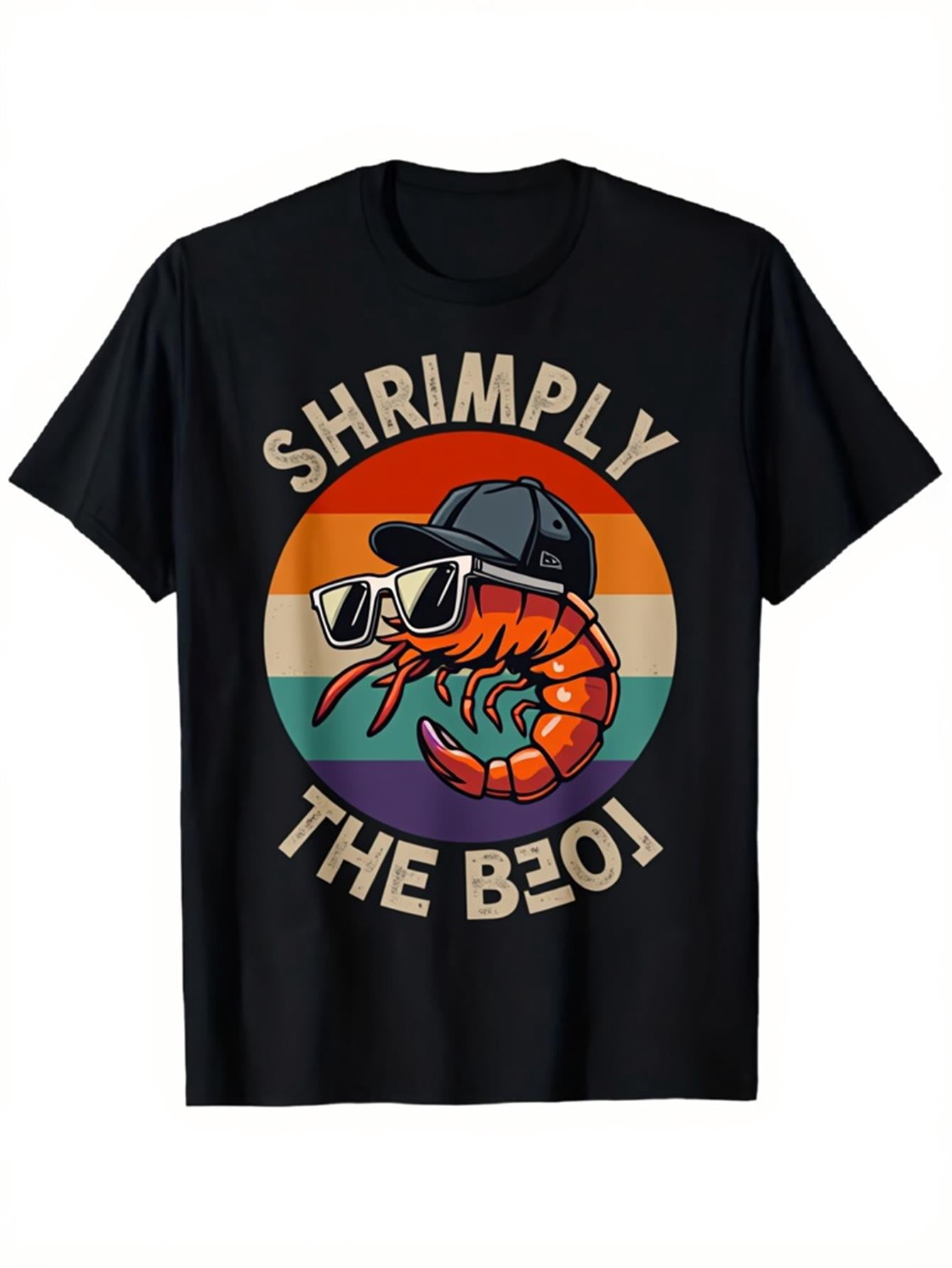 Funny Retro Shrimply The BEO! T-Shirt - Cool Shrimp with Sunglasses ...
