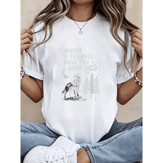 Funny Retro Wolf Where Have You Been Howling Moon up to Size 5XL Unisex ...