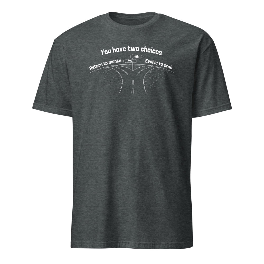 Funny Return to Monke Evolve to Crab Meme T-Shirt (Dark Heather, L ...