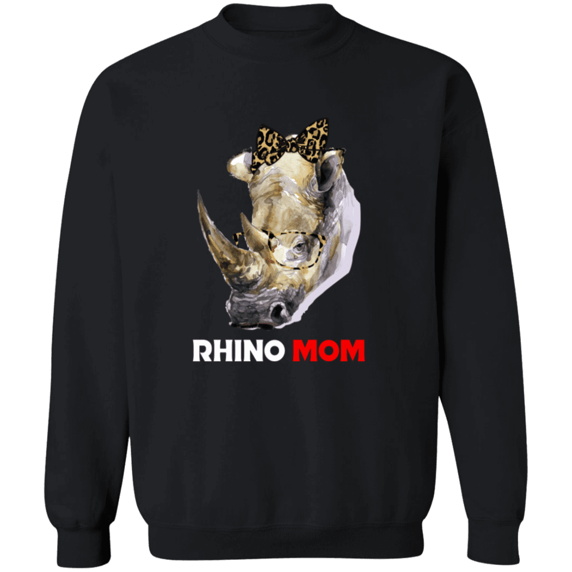 Funny Rhino Mom Cuter Animal Lovers Crewneck Pullover Sweatshirt ...