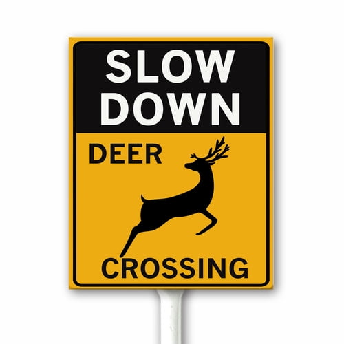 Funny Road Safety Signs, Slow Down Deer Crossing Traffic Sign, Speed ...