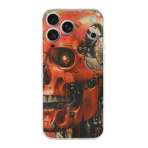 Funny Robot Skull Cool Transparent TPU Case for iPhone 17 Pro Max Slim ...