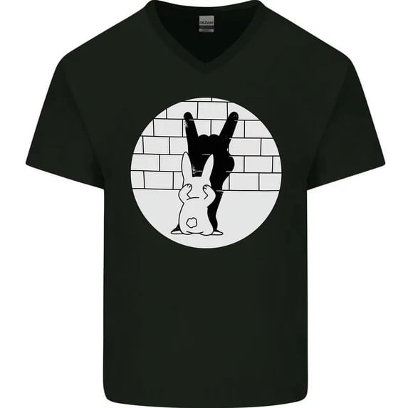 Funny Rock N Roll Salute Rabbit Silhouette T-Shirt - Walmart.com