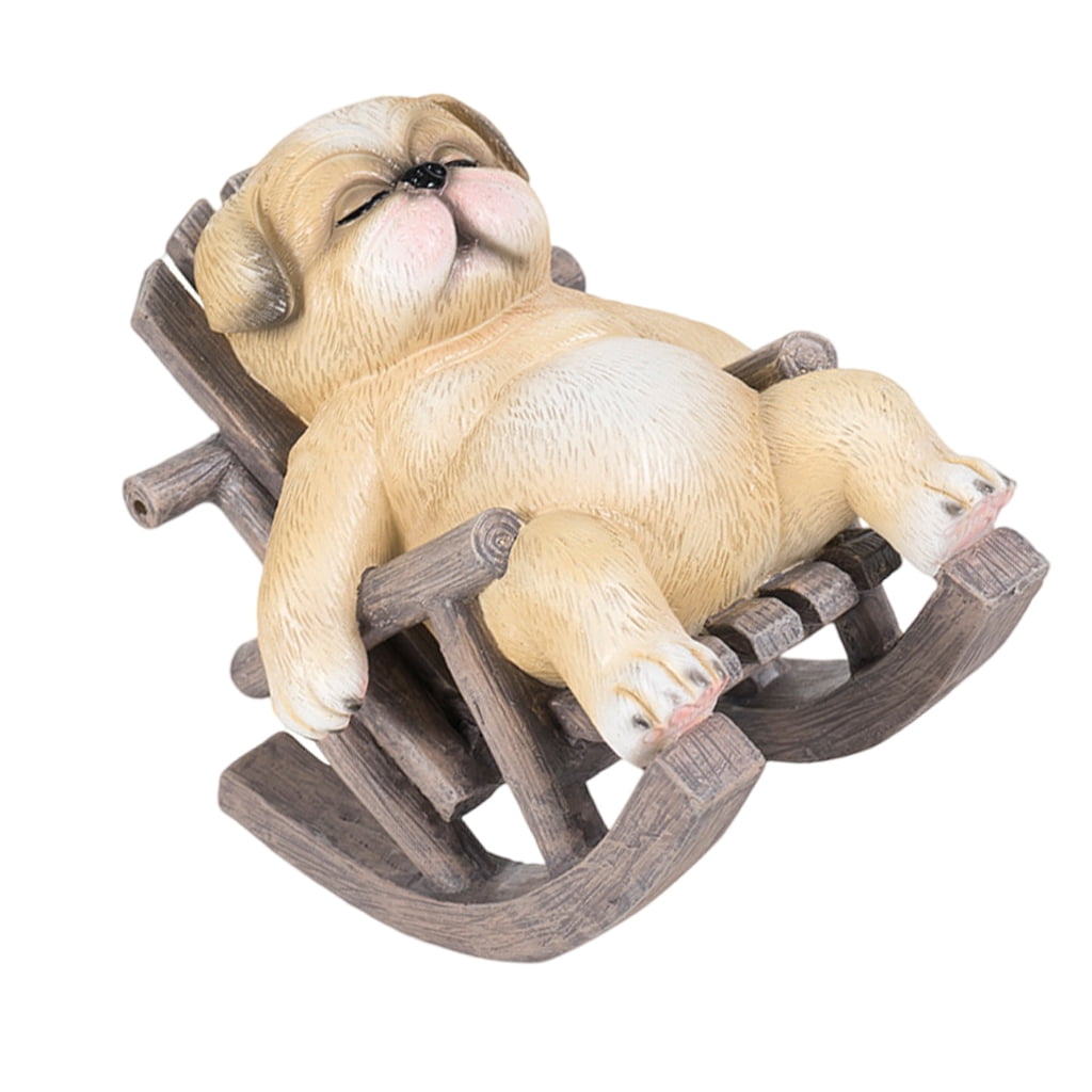 Funny Rocking Chair Cats Dog Miniature Figure Resins Animal Statue for ...