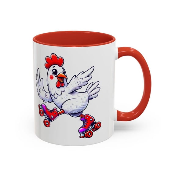 Funny Roller Skating Chicken Mug, Hilarious C1Artoon Hen on Skates ...