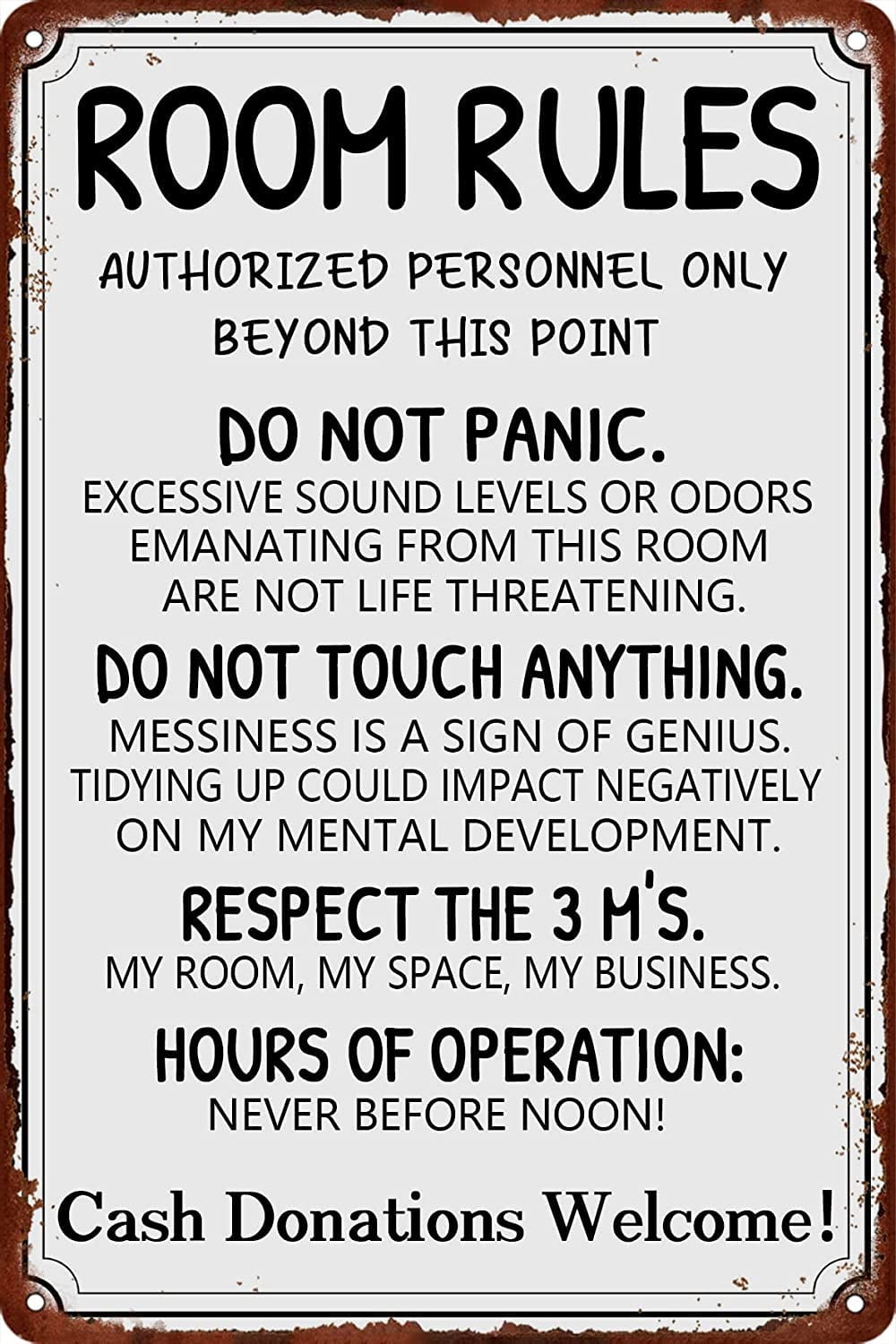 Funny Room Rules Metal Tin Sign For Teen Girls Bedroom Door Decor Girl ...