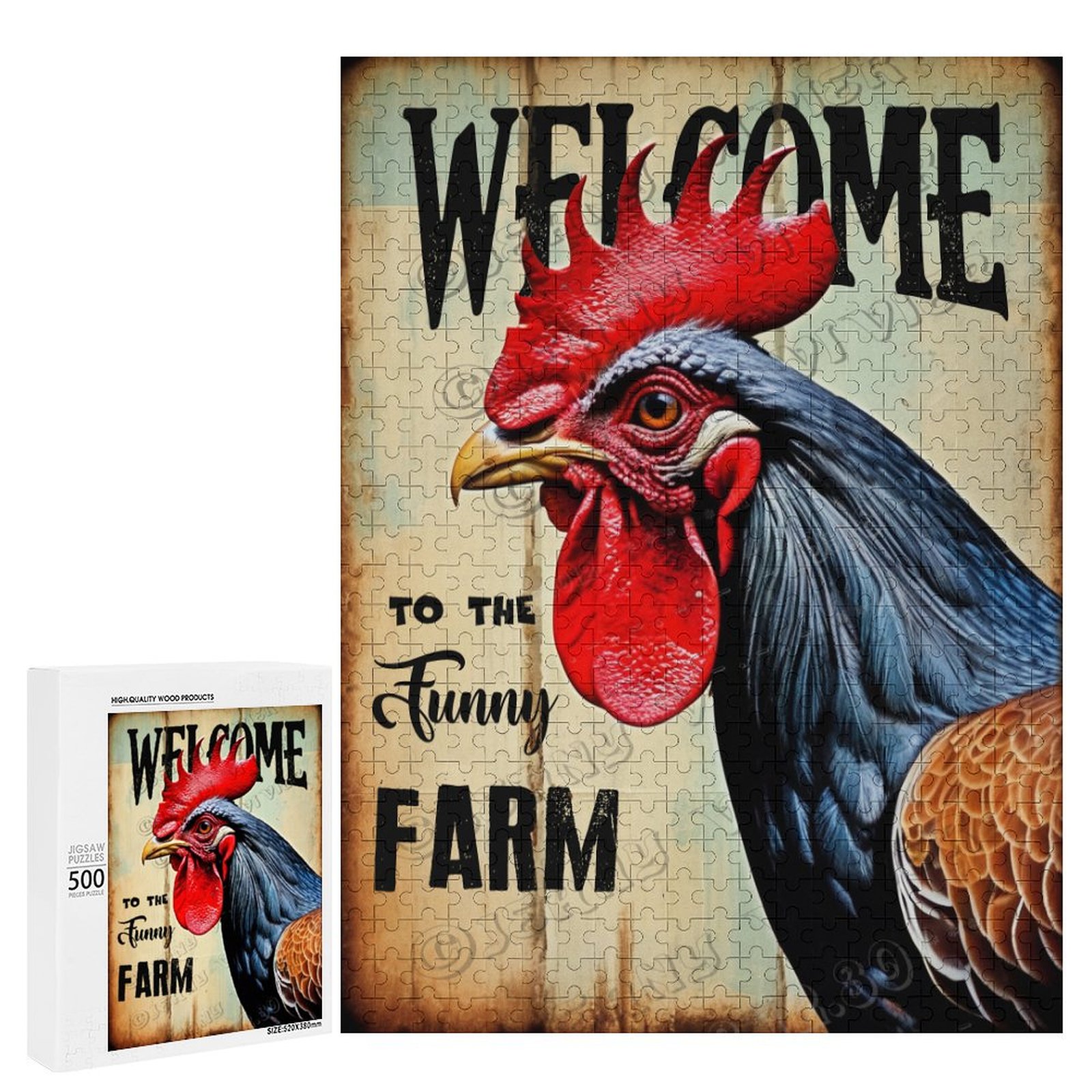 Funny Rooster Home Wall Signs for Bedroom Living Room Rustic Wooden ...