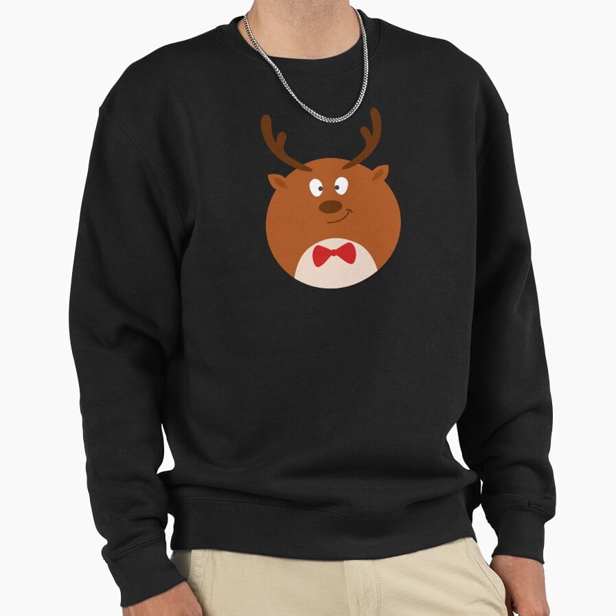 Funny Round Reindeer Cartoon Christmas Graphic Unisex Sweatshirt Retro ...