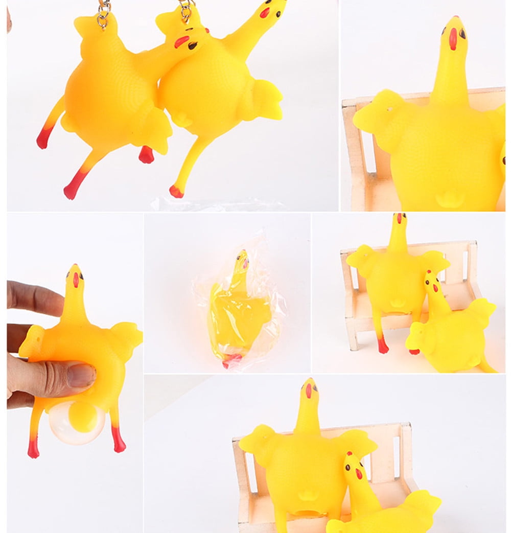 Funny Rubber Chicken Keychain Novelty Laying Egg Chicken Stress Relief ...