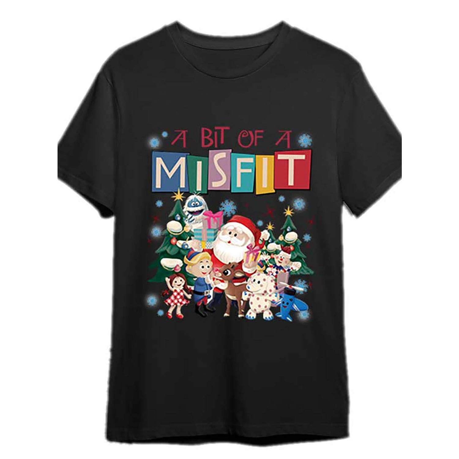 Funny Rudolph Red Nosed Reindeer Graphic Tee - Short Sleeve, Black, Men ...