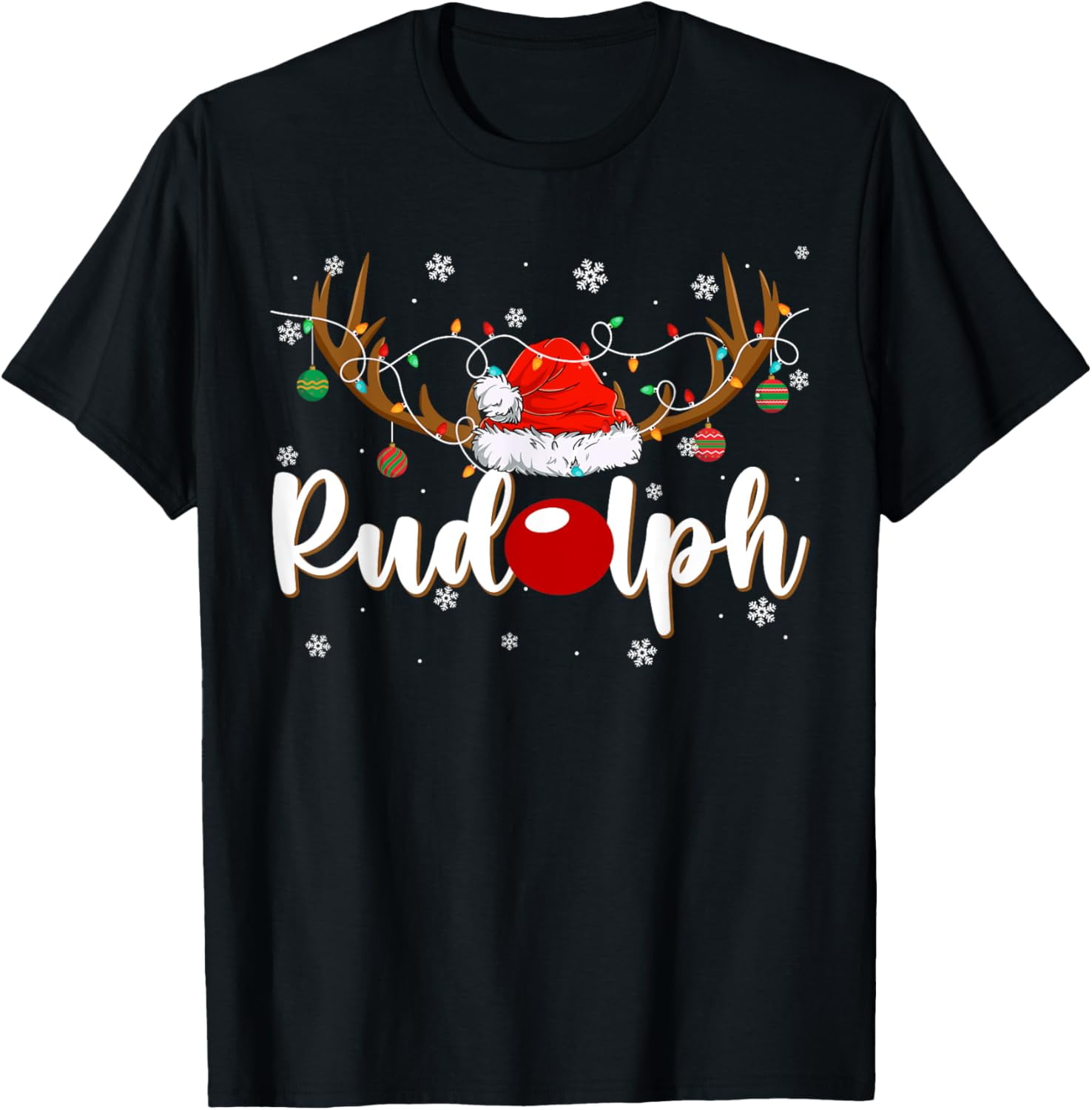 Funny Rudolph Reindeer Christmas Costumes Kids Men Women T-Shirt ...