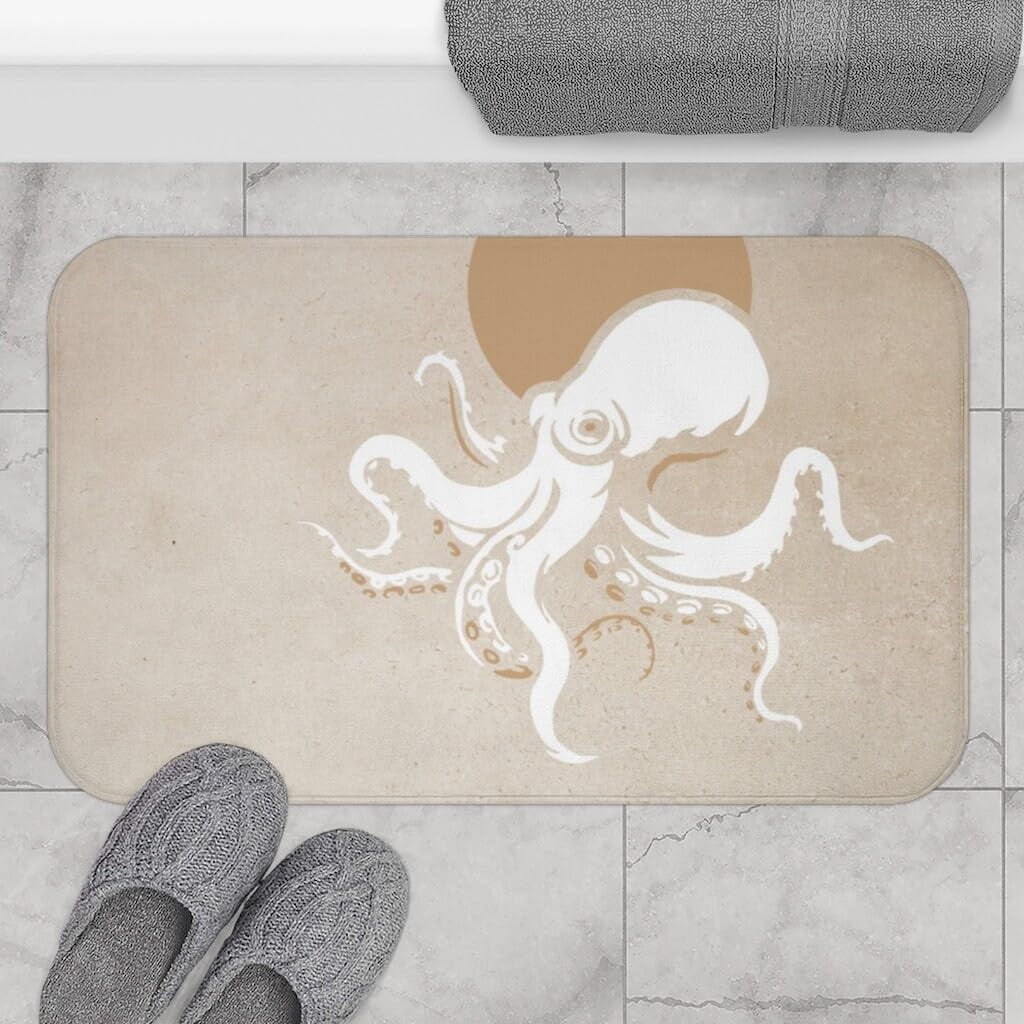 Funny Rug for Front Door Octopus Bath Mat Natural Bath Rug Octopus ...
