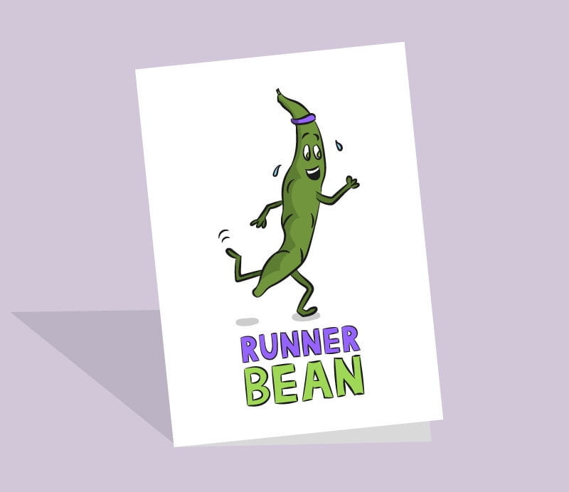 Funny Runner Bean Greeting Card – Cheerful “Runner Bean” Design ...