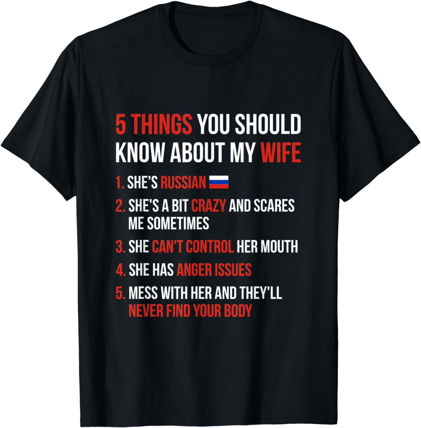 Funny Russia 5 Things You Should Know About My Russian Wife T-Shirt ...