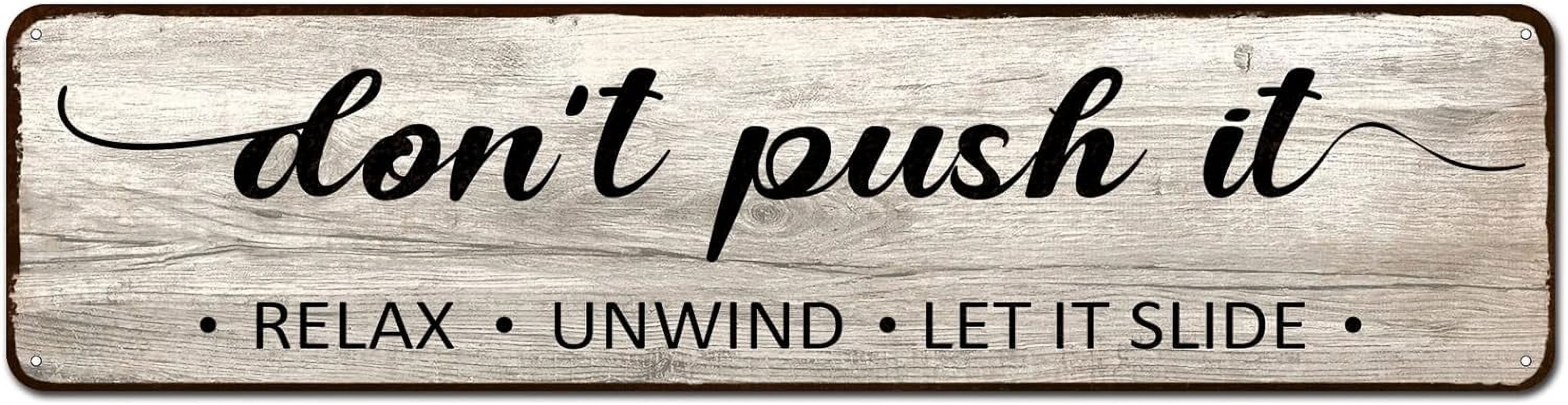 Funny Rustic Bathroom Decor - Don't Push It - Farmhouse Wall Art ...
