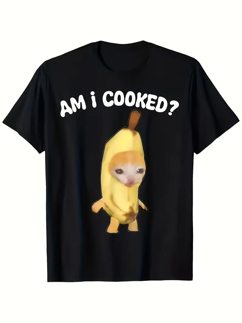 Funny Sad Banana Cat Meme Graphic Shirt Unisex Short Sleeve Casual Tee ...