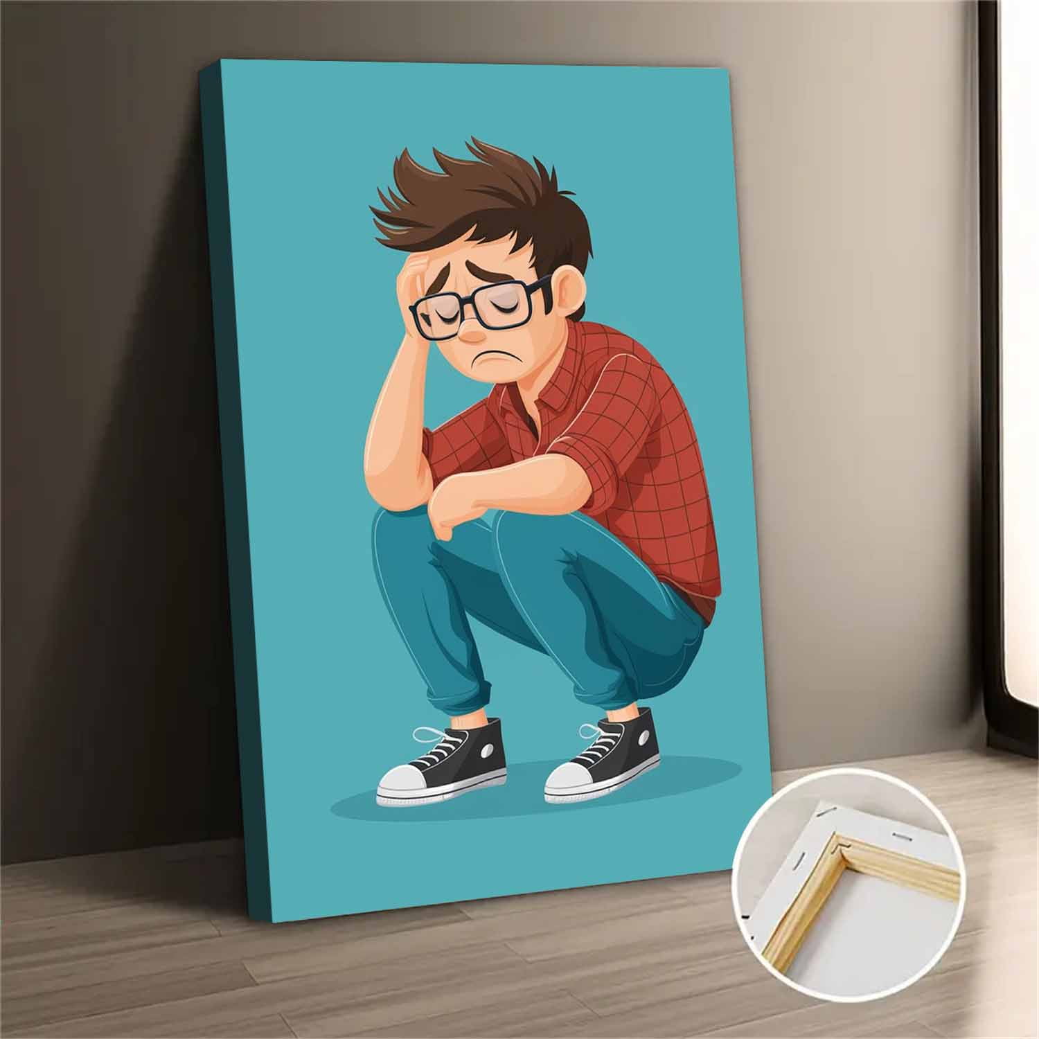Funny Sad Man Canvas Wall Art For Bedroom Decor - Walmart.com