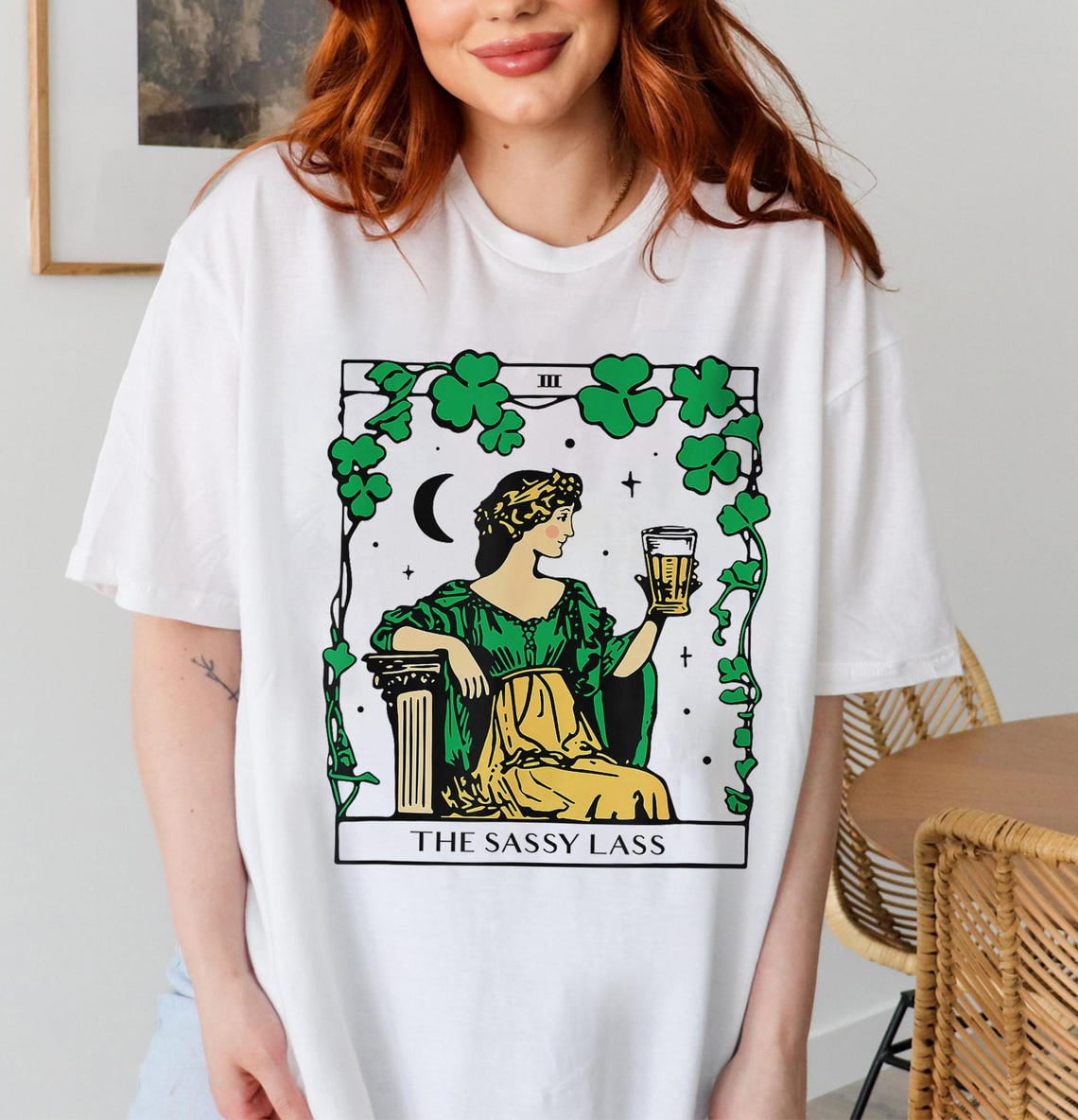 Funny Saint Patrick's Day Shirt, Irish Tee, The Sassy Lass Tarot Card T ...