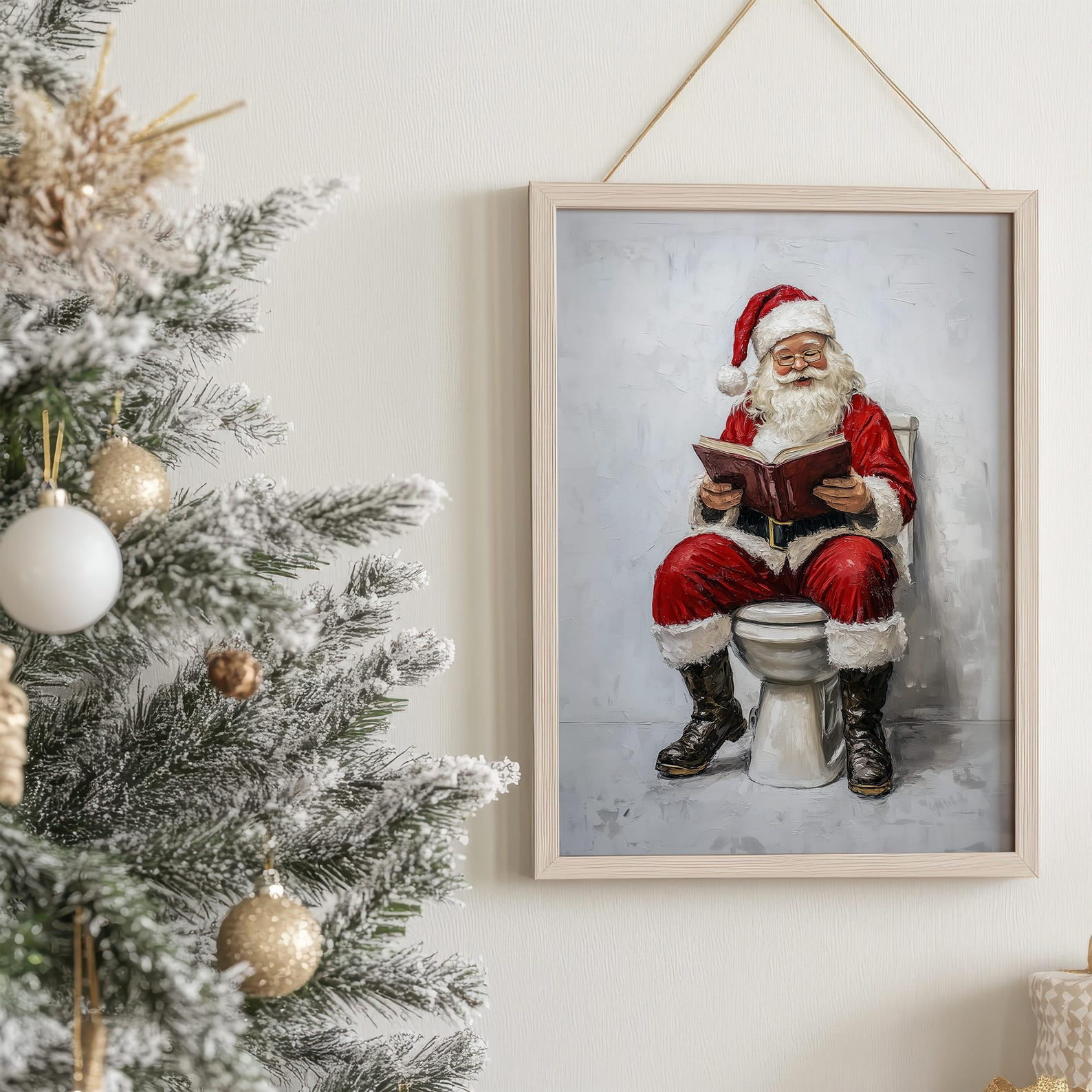 Funny Santa Bathroom Art, Humorous Christmas Printable, Santa Claus ...