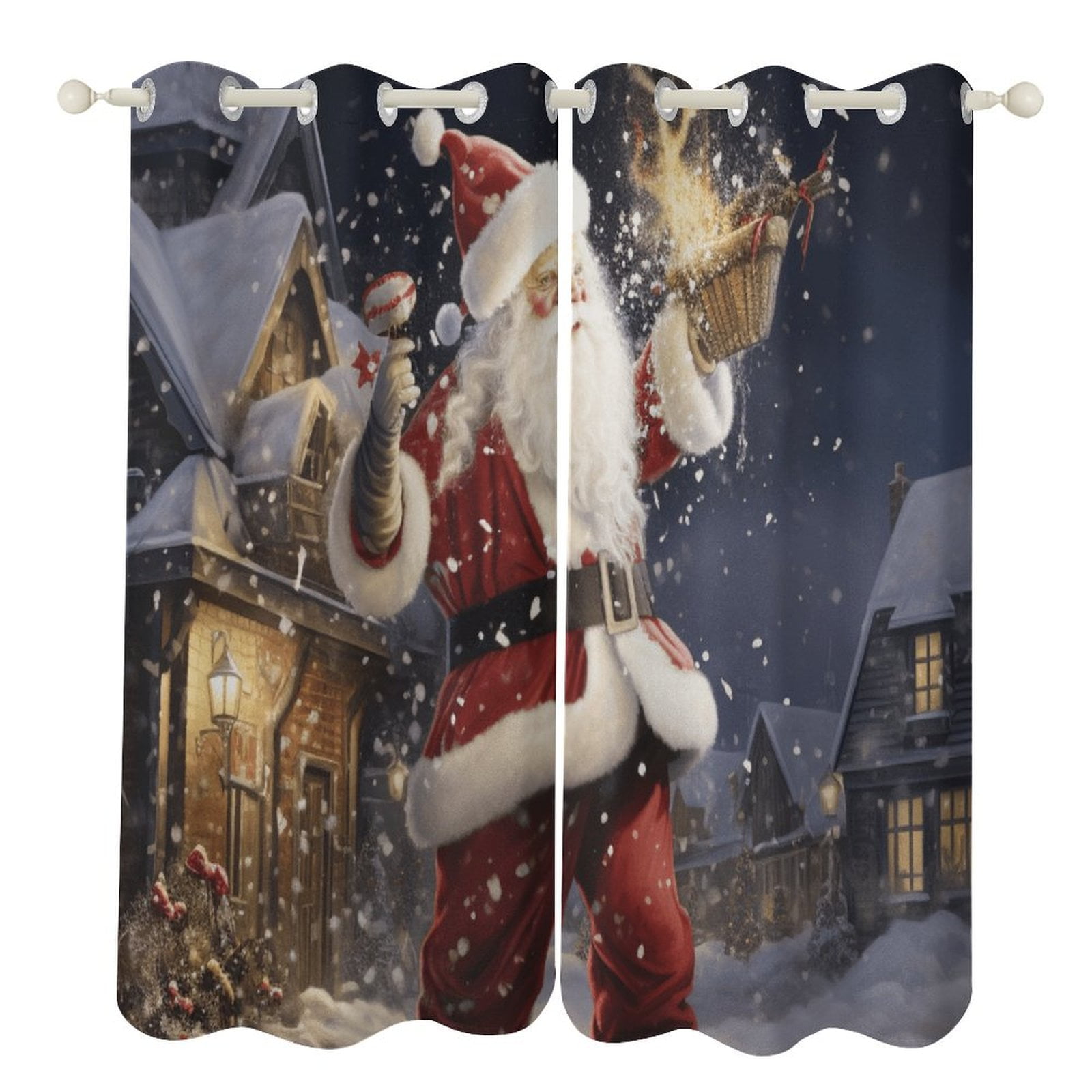 Funny Santa Claus Christmas Modern Window for Living Room Curtains for ...